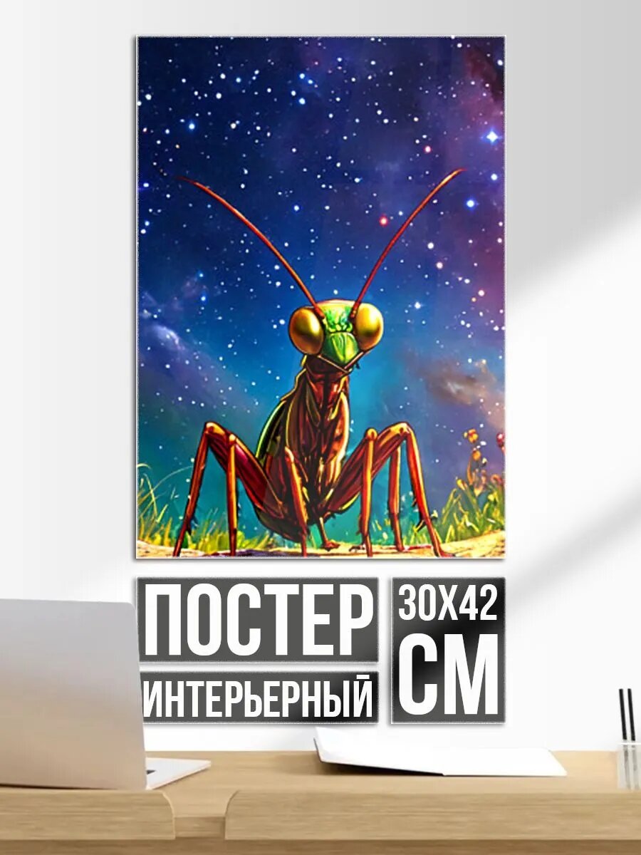 Постер на стену Богомол и звездное небо