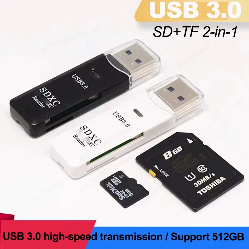 Черный кардридер USB 2.0 для SD/TF карт 512Гб