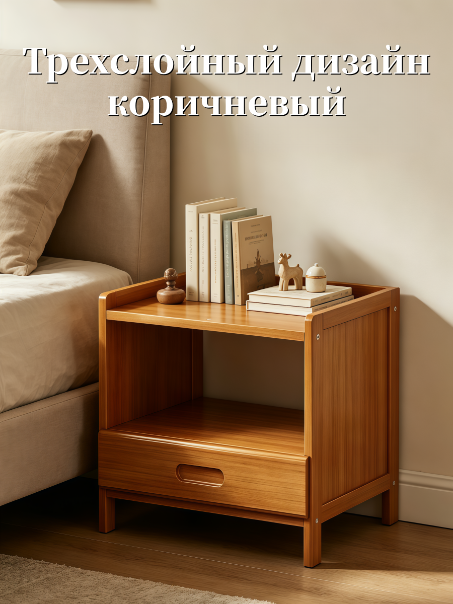 Деревянный комод с выдвижными ящиками Два дизайна, подходящие для спальни и гостиной, коричневые, 42х30х40см