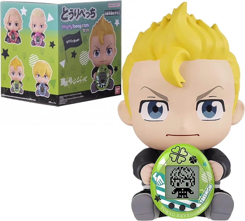 Tamagotchi Nano x Tokyo Revengers + Виниловая фигурка Takemichi, Hugmy зеленый