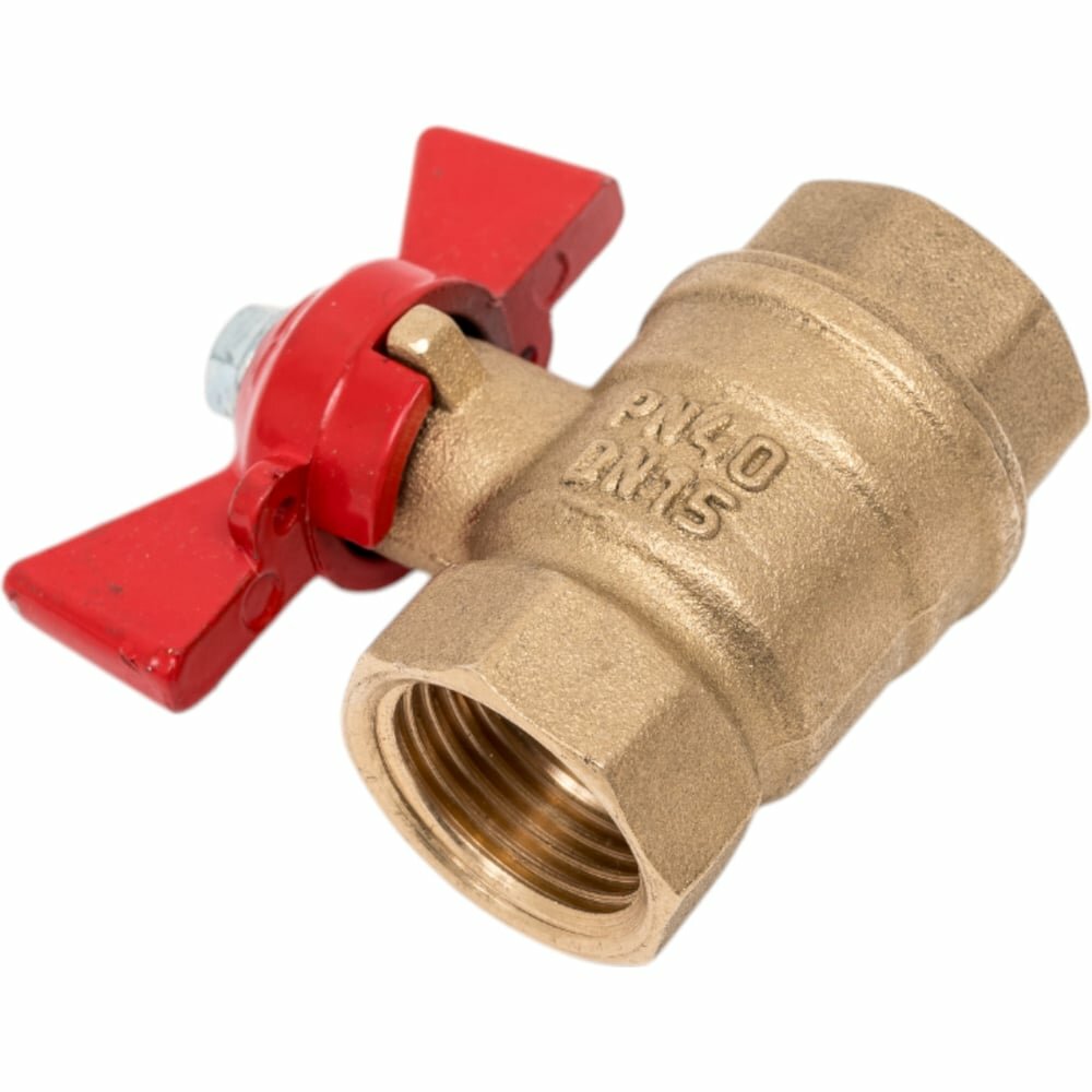 Кран шаровой Valfex N/P59 бирка для воды, 1/2" ВР/ВР, ручка-бабочка, латунный 11Б27фт1М, 96/24 VF.217. LB1.012. N/P59. Bir — фото 1