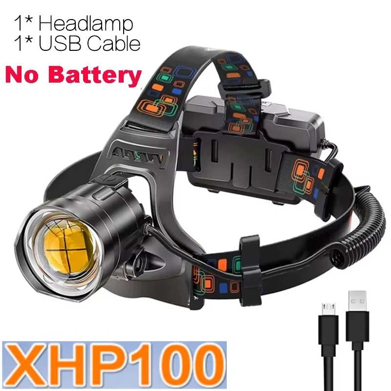 USB-фонарь на голову XHP100 No Battery
