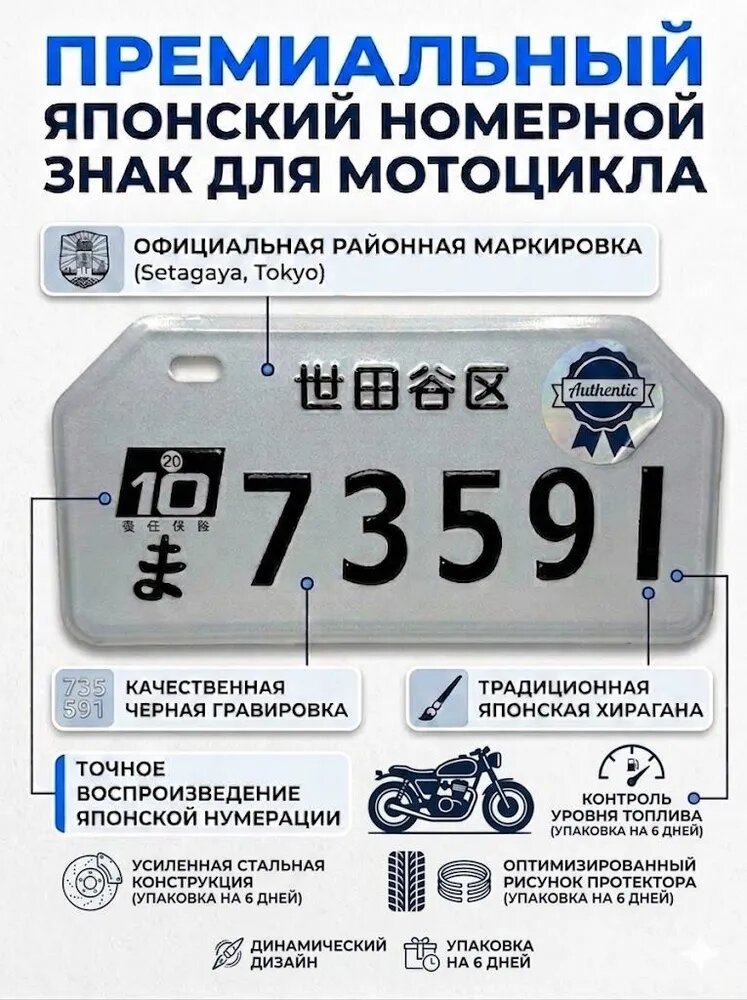 Японский номер для скутера/мопеда, Декоративный номерной знак для мотоцикла в японском стиле JDM, Ретро-дизайн