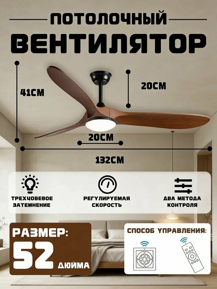 Потолочный вентилятор 019c363729b278d29fff4f2b7ae4b5a2, черный матовый