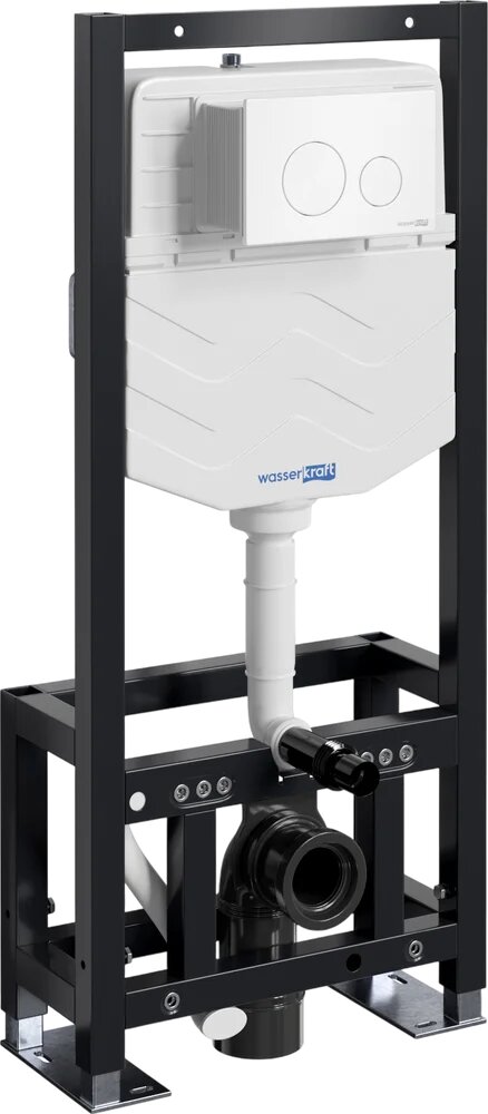 Инсталляция с кнопкой Wasserkraft Dill 61TLT.010. ME. WM02 напольная, 50 см, с регулировкой по высоте, кнопка для унитаза белая, матовая, с шумоизоляцией