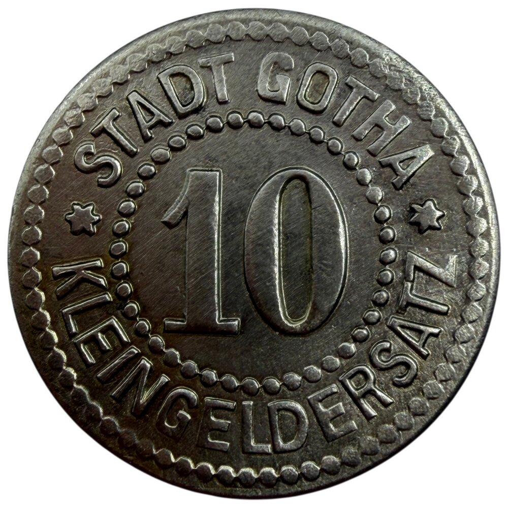 Германия, Гота 10 пфеннигов 1914-1924 гг. (Fe)