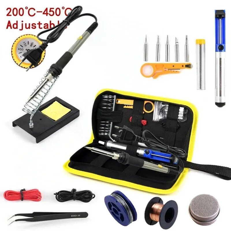 Электрический паяльник 60 Вт для пайки и ремонта EU, Gray 14pcs Kit