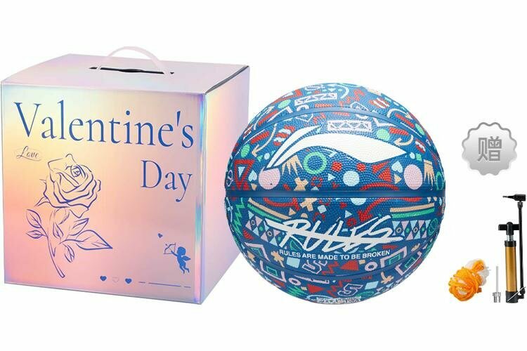 Баскетбольный мяч для детей Li-Ning China Mainland Version Rubber Basketball Blue Graffiti, размер 7