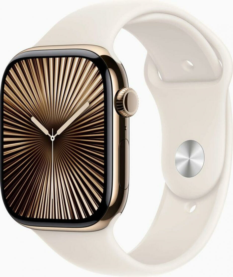 Часы Apple Watch Series 10 42mm Gold Titanium Case With Starlight Sport Band S/M
