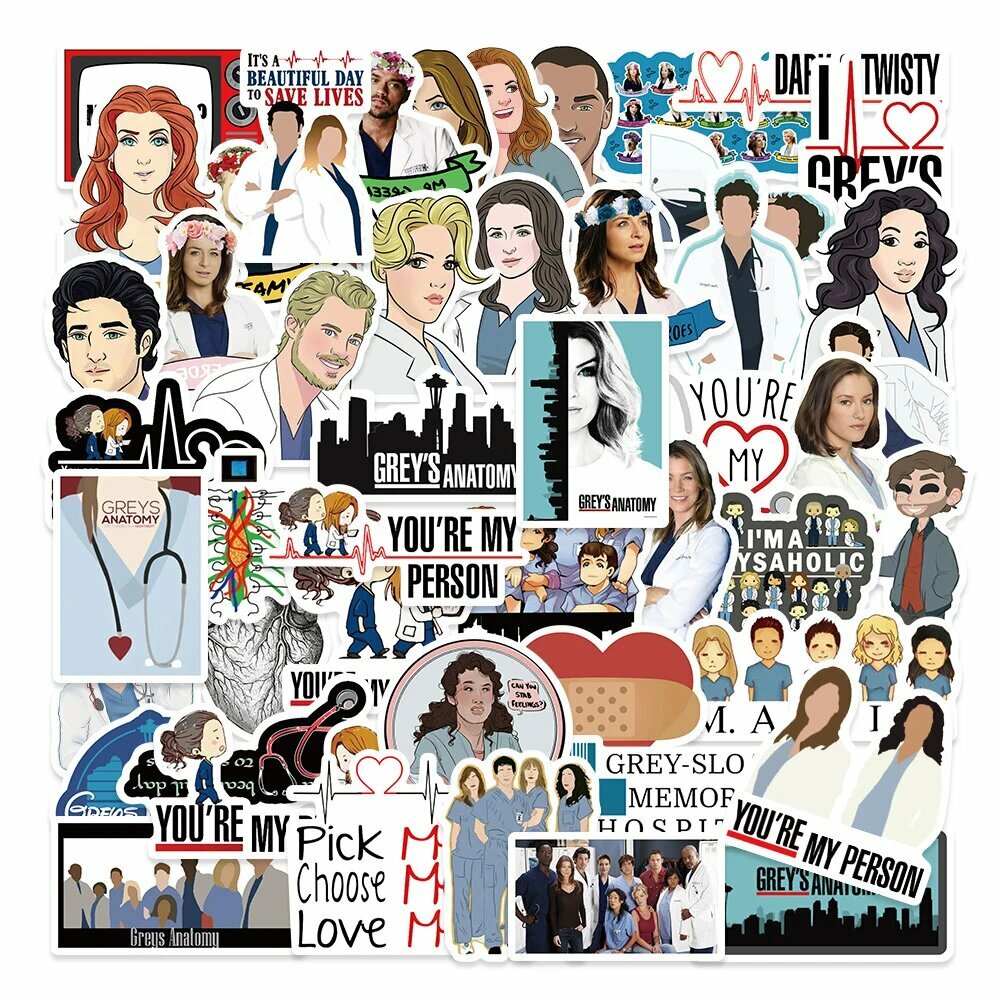 Наклейки Grey Anatomy, 10/30/50 шт. 50PCS
