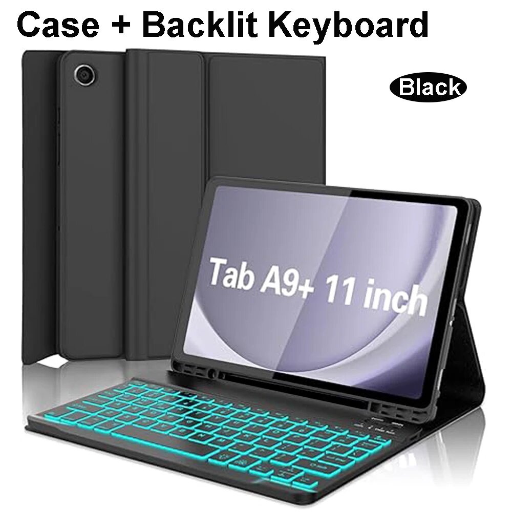 Чехол для Samsung Galaxy Tab A9 Plus 11", с магнитной Черный, Black A Backlit, Korean keyboard