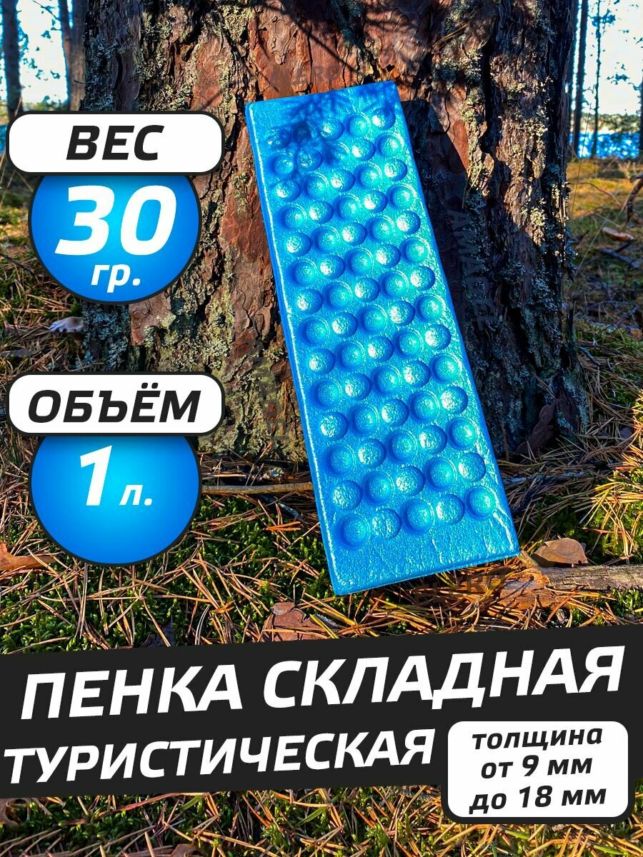 Сидушка туристическая, пенка складная, голубой