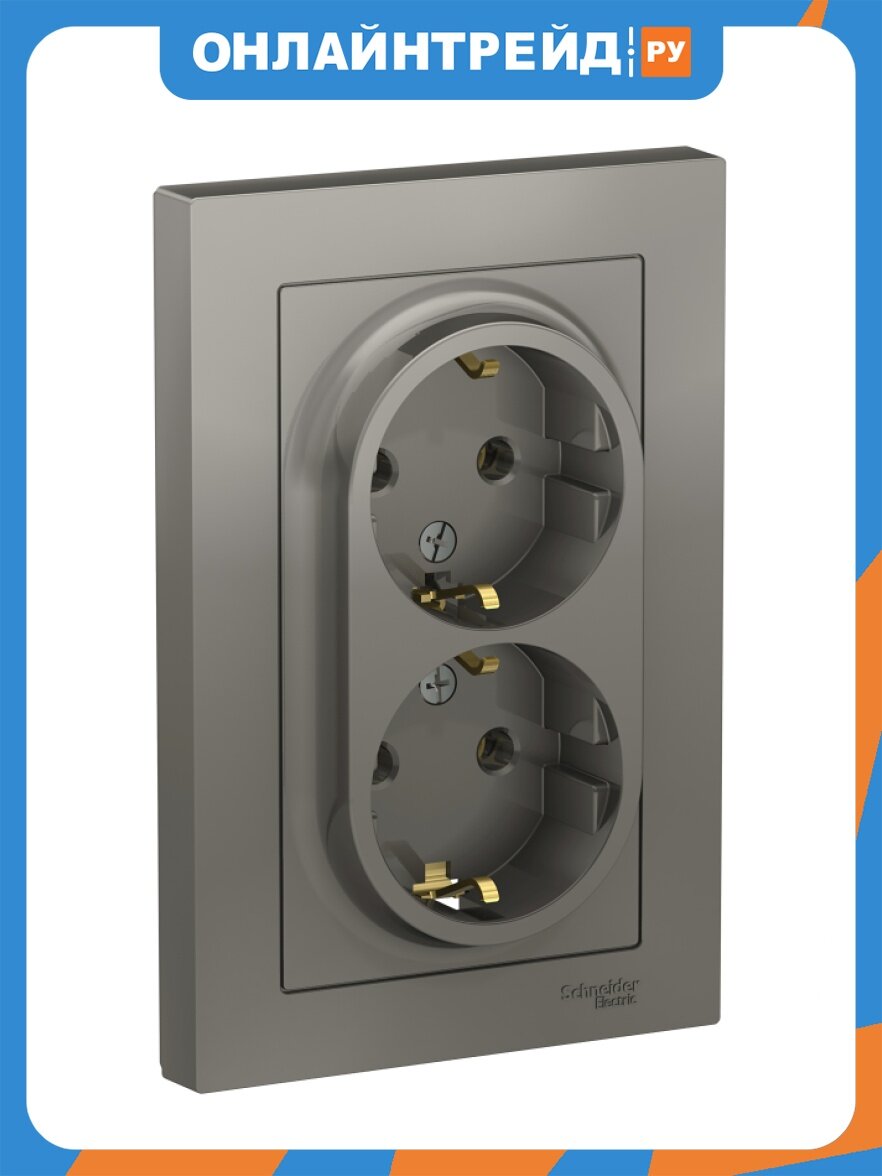 Розетка Systeme Electric (schneider Electric) SCHNEIDER ELECTRIC ATLASDESIGN 16А, в сборе, сталь ATN000924