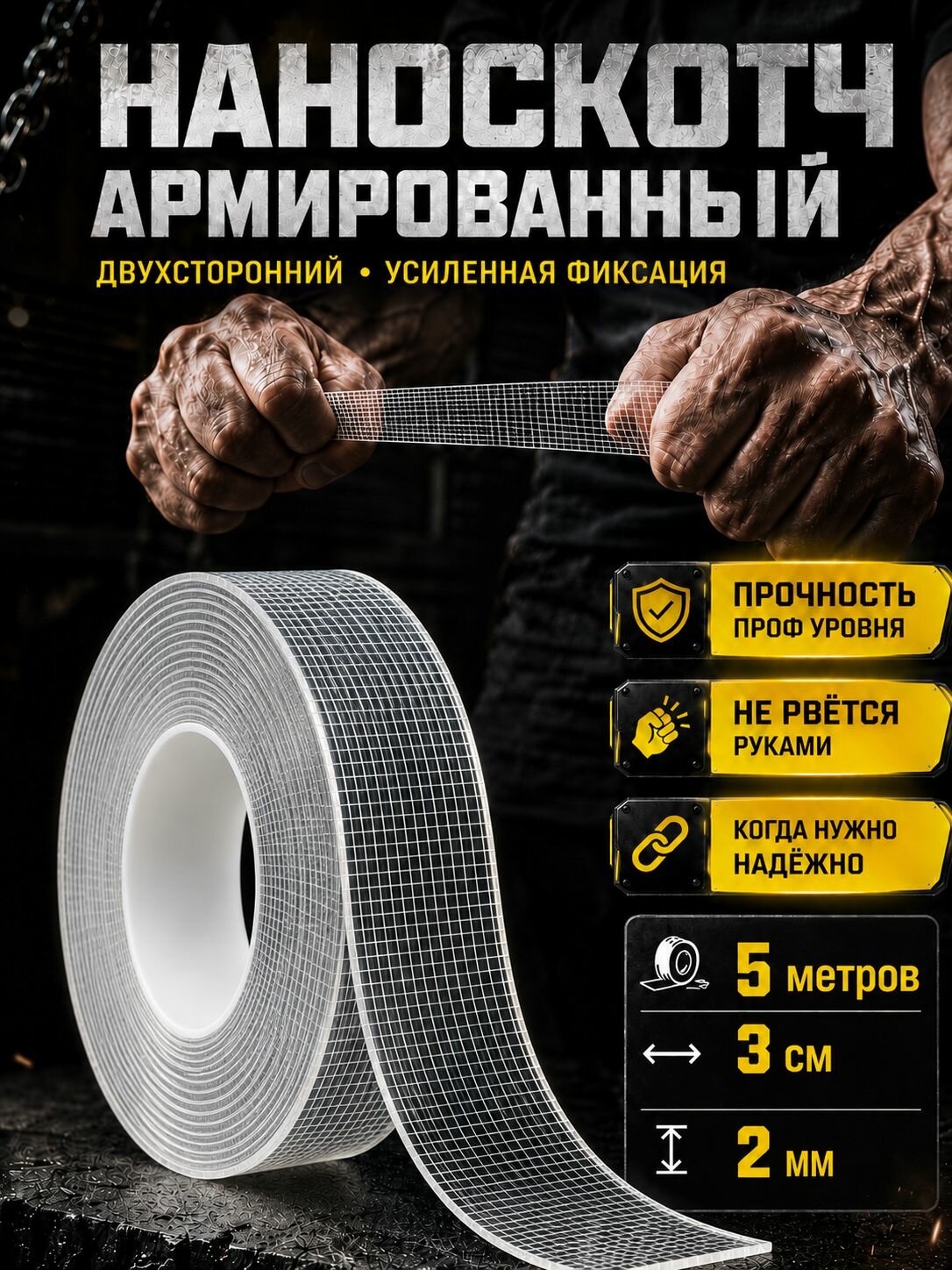 Скотч шириной 30 мм, толщиной 2 мм, количество 1