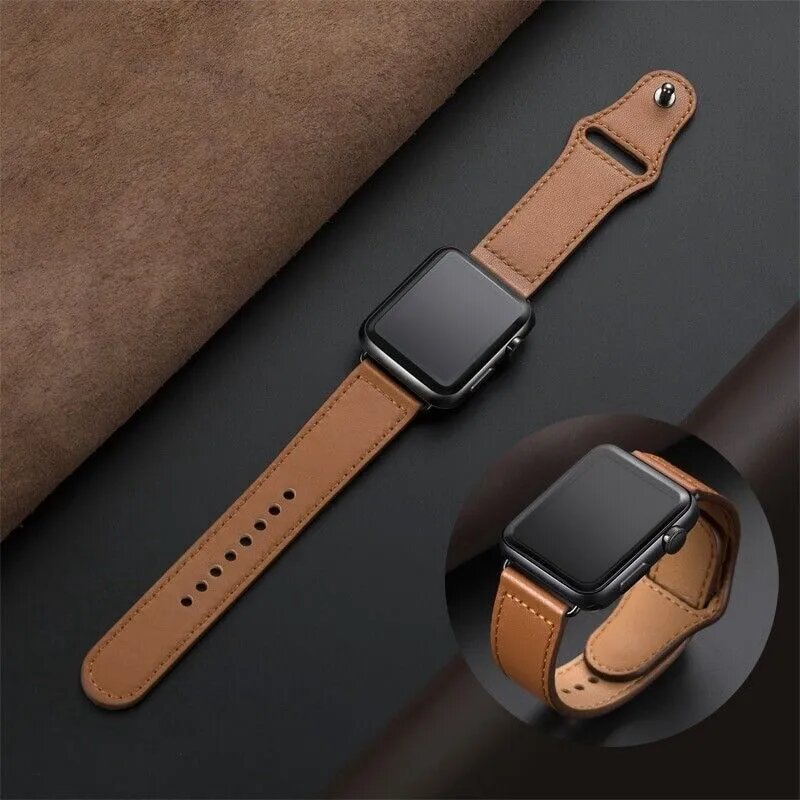 Кожаный ремешок для apple watch band 42mm 44mm 41mm 45mm Ultra 49mm для Iwatch Series 8 7 SE 6 5 band