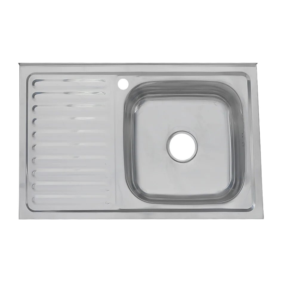 Мойка кухонная Melana 8050 R 0,6/160 металлическая, 80x50, прямоугольная, мойка для кухни, с крылом, российская