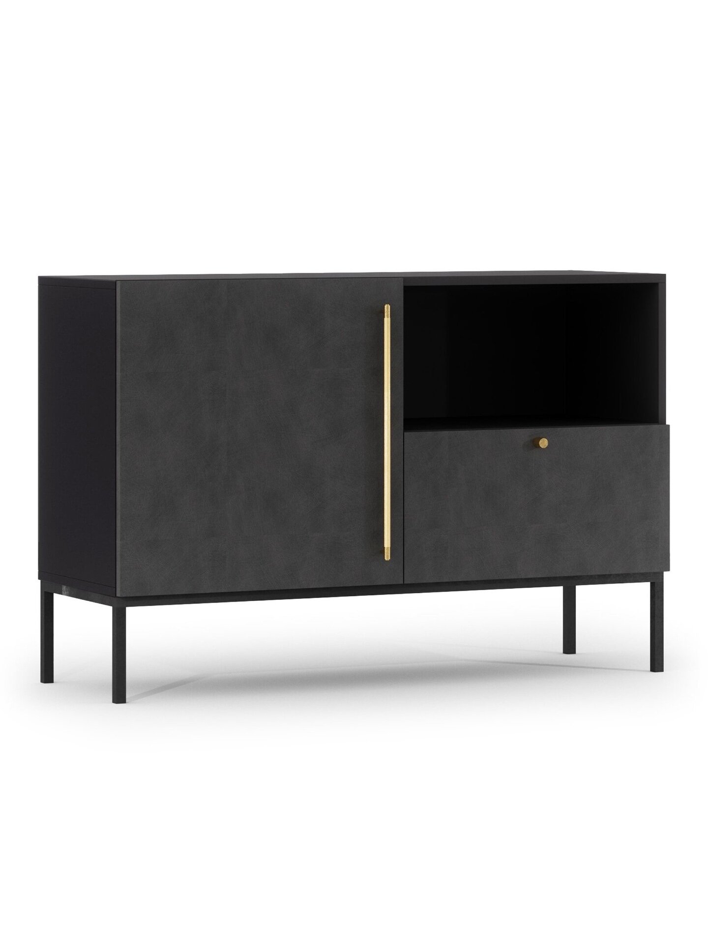 Комод Эмпти 01 МДФ (Черный) FM 120x40x80 см, , распашной Дом мебели для вас