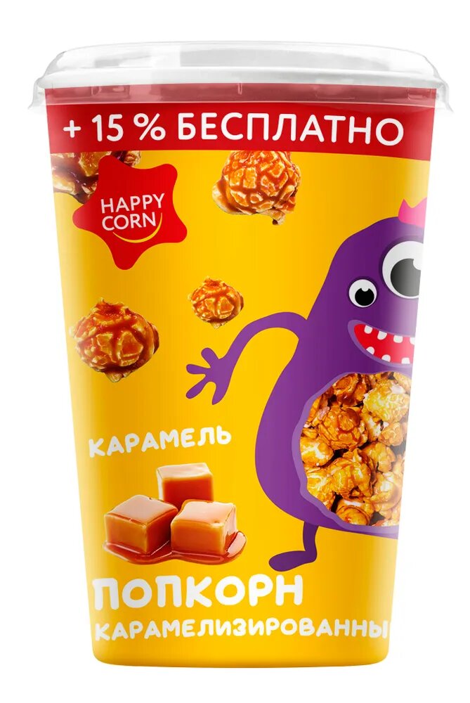 Попкорн воздушная кукуруза со вкусом Карамели 100 г, Happy Corn