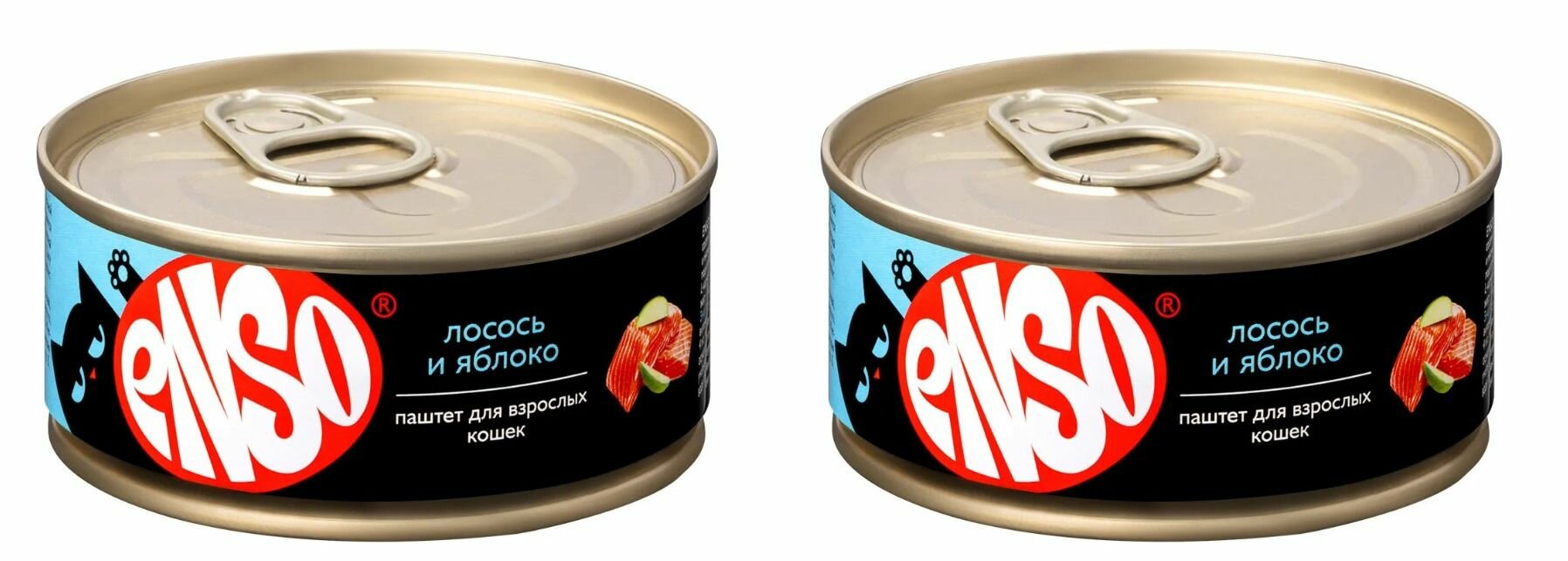 Enso Корм влажный Паштет с лососем и яблоком для кошек, 100 гр, 2 шт