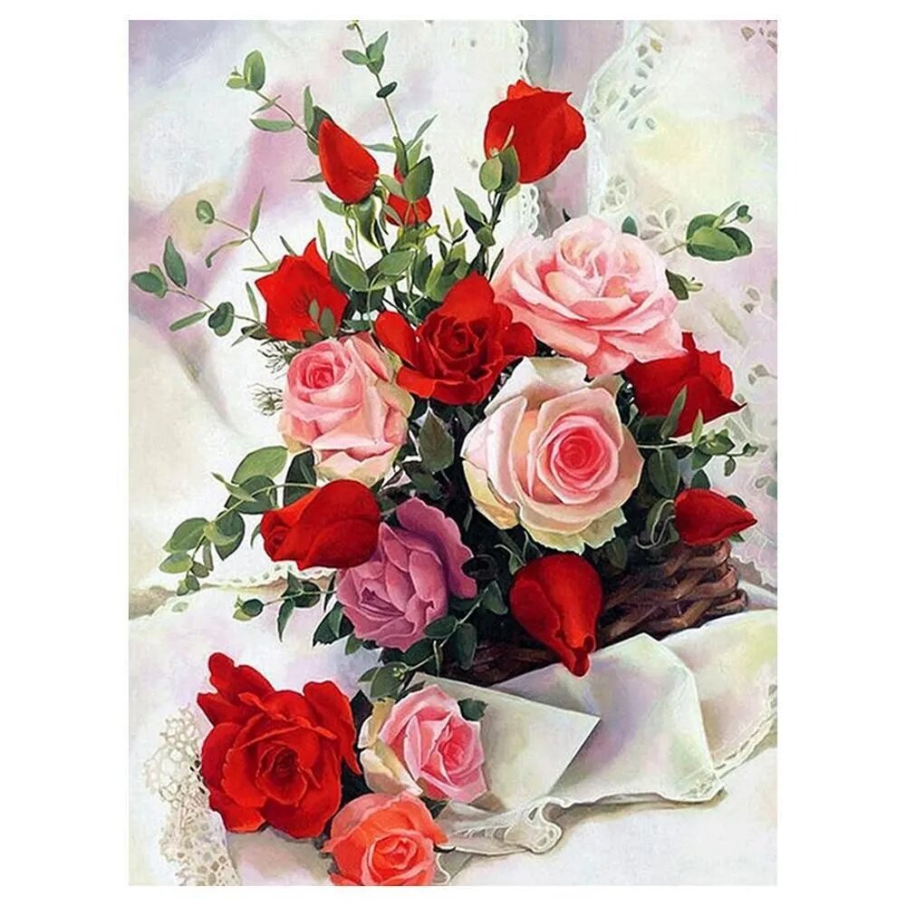 Алмазная мозаика на подрамнике Розы 30*40cm