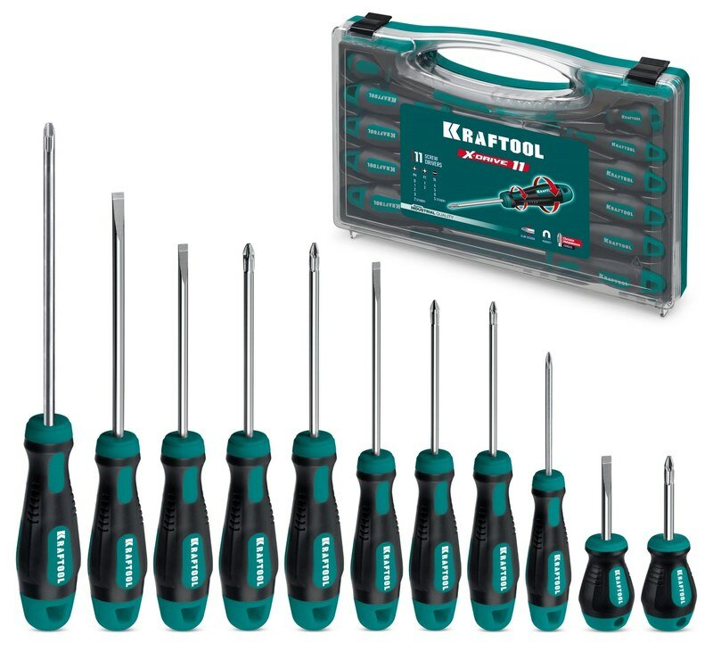 Набор отверток Kraftool 25811 X-Drive 11, 11 шт, в кейсе