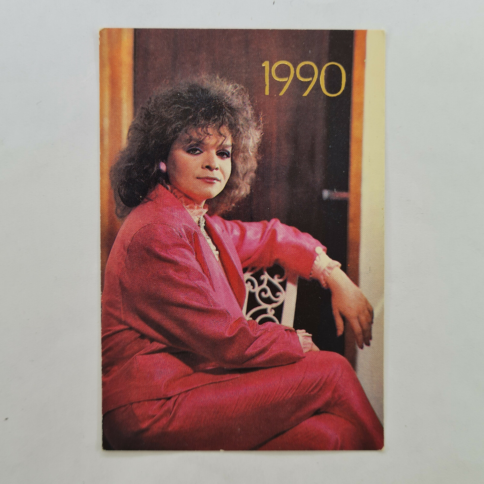 Карманный календарик СССР 1990. Женский портрет, эстрада. Советский календарь винтажный
