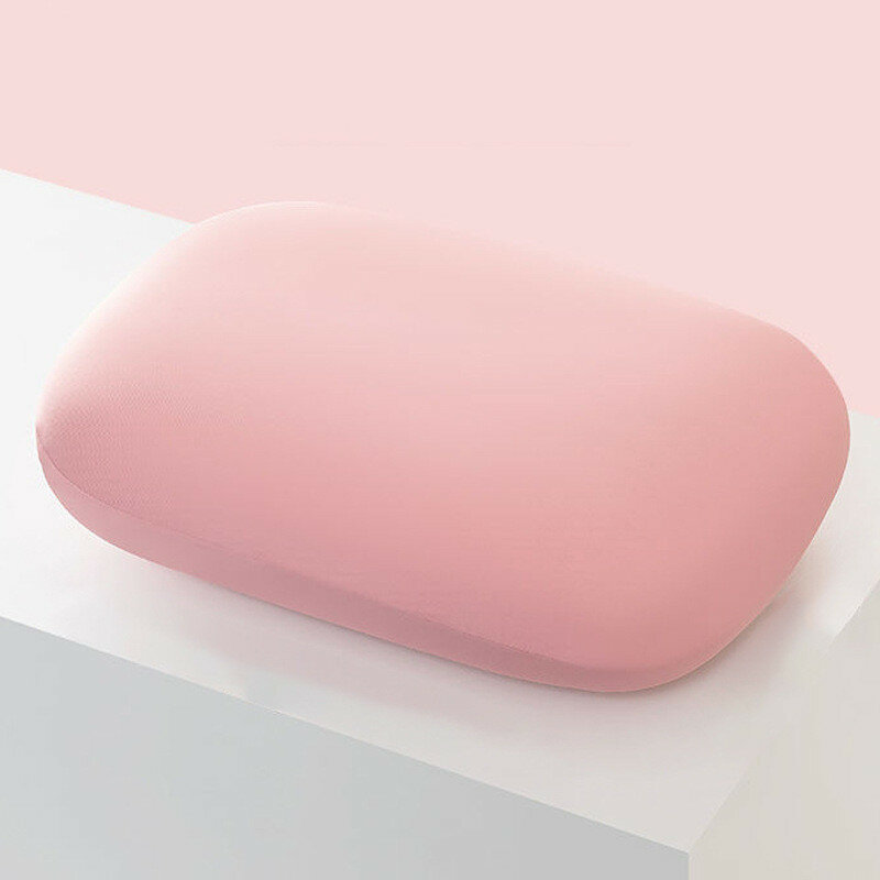 Ergonomic memory foam office nap pillow lumbar support for short breaks and sleep, pink