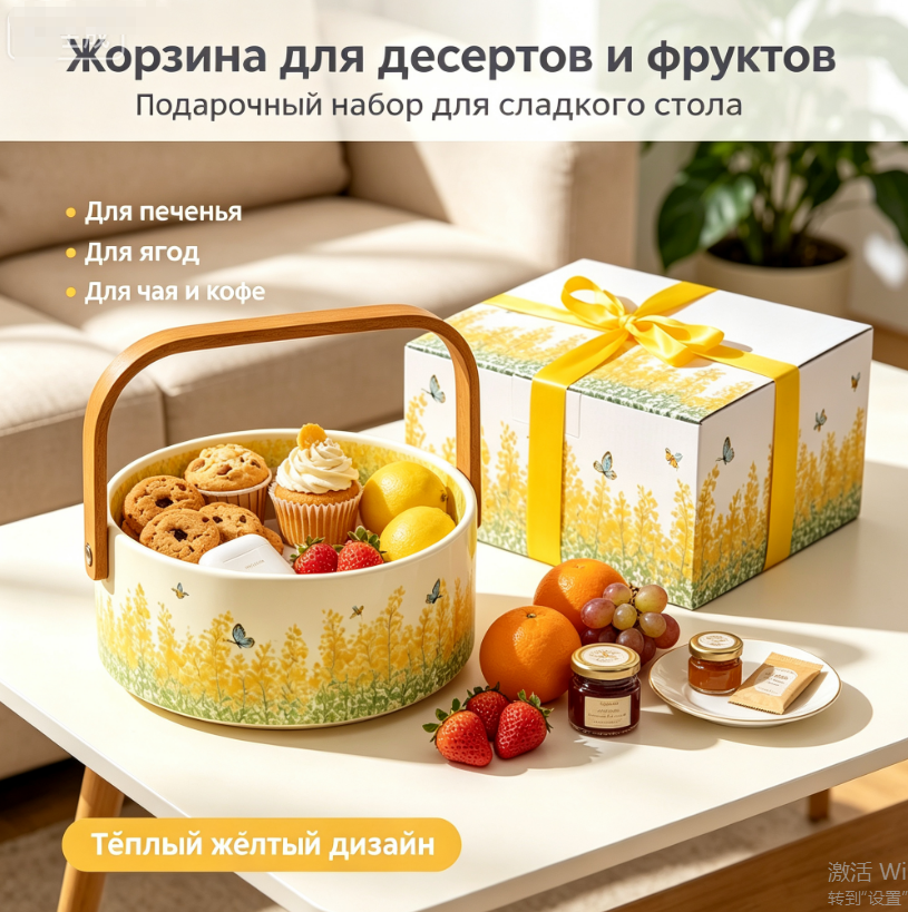Керамическая ретро-тарелка для фруктов, коробочка для закусок и конфет, десертная тарелка.