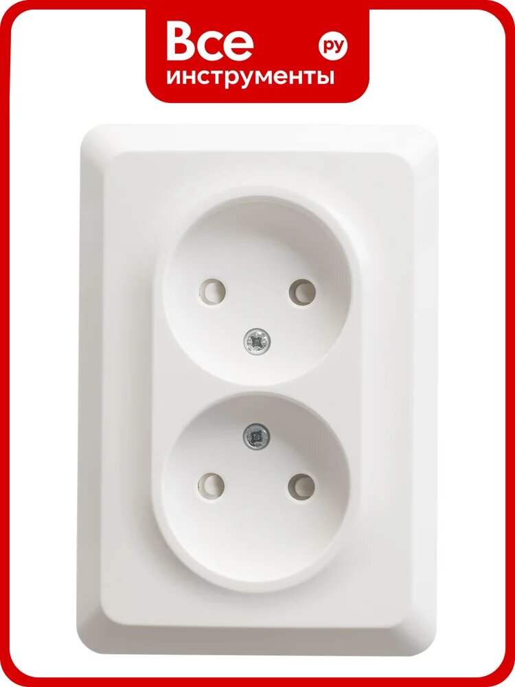 Двойная розетка Systeme Electric этюд, С/У, без заземления, со штороками, 16А, 250B, белый PC16-106B