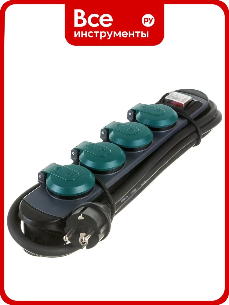 Удлинитель Electraline 4Р с выключателем H07RN-F 3x1,5-1,8М 16А 62185