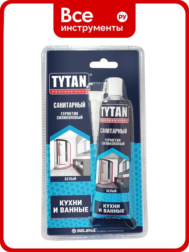 Силиконовый санитарный герметик, TYTAN, TYTAN PROFESSIONAL прозрачный, 85 мл 17649 270880, применения в зонах повышенной