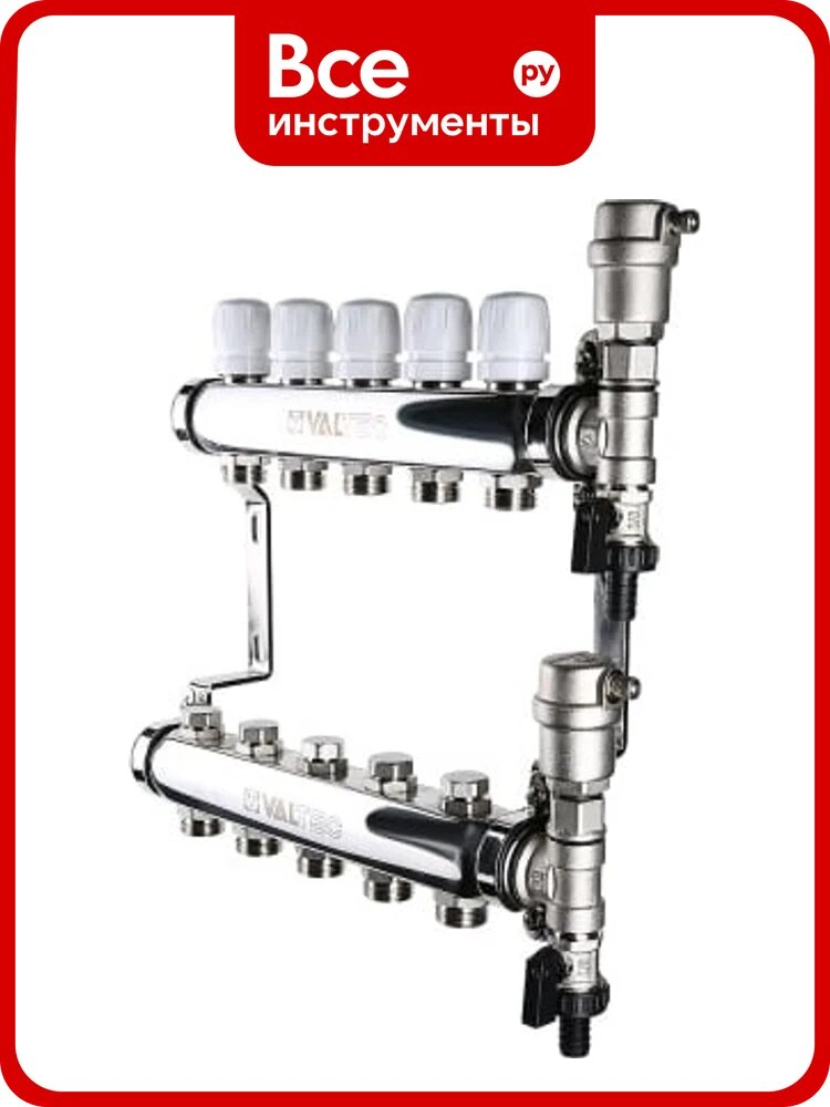 Коллекторная группа VALTEC в сборе, 1х6 вых. Евроконус 3/4 VTc.588. EMNX.0606