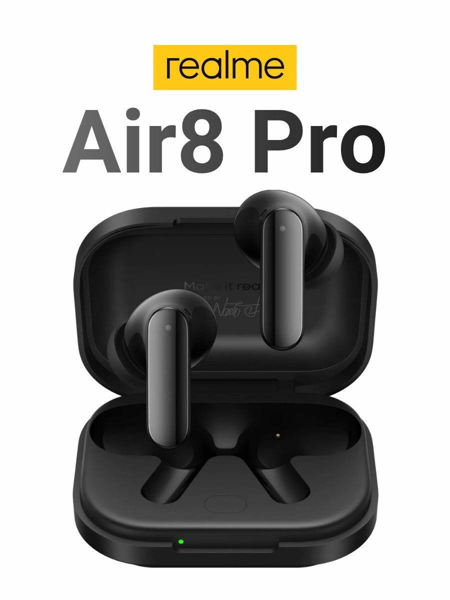Наушники беспроводные realme Buds Air 8 Pro Bluetooth TWS, с шумоподавлением ANC 55 дБ, микрофоном, AI-переводом, Hi-Res LHDC, до 50 ч, IP55, черные