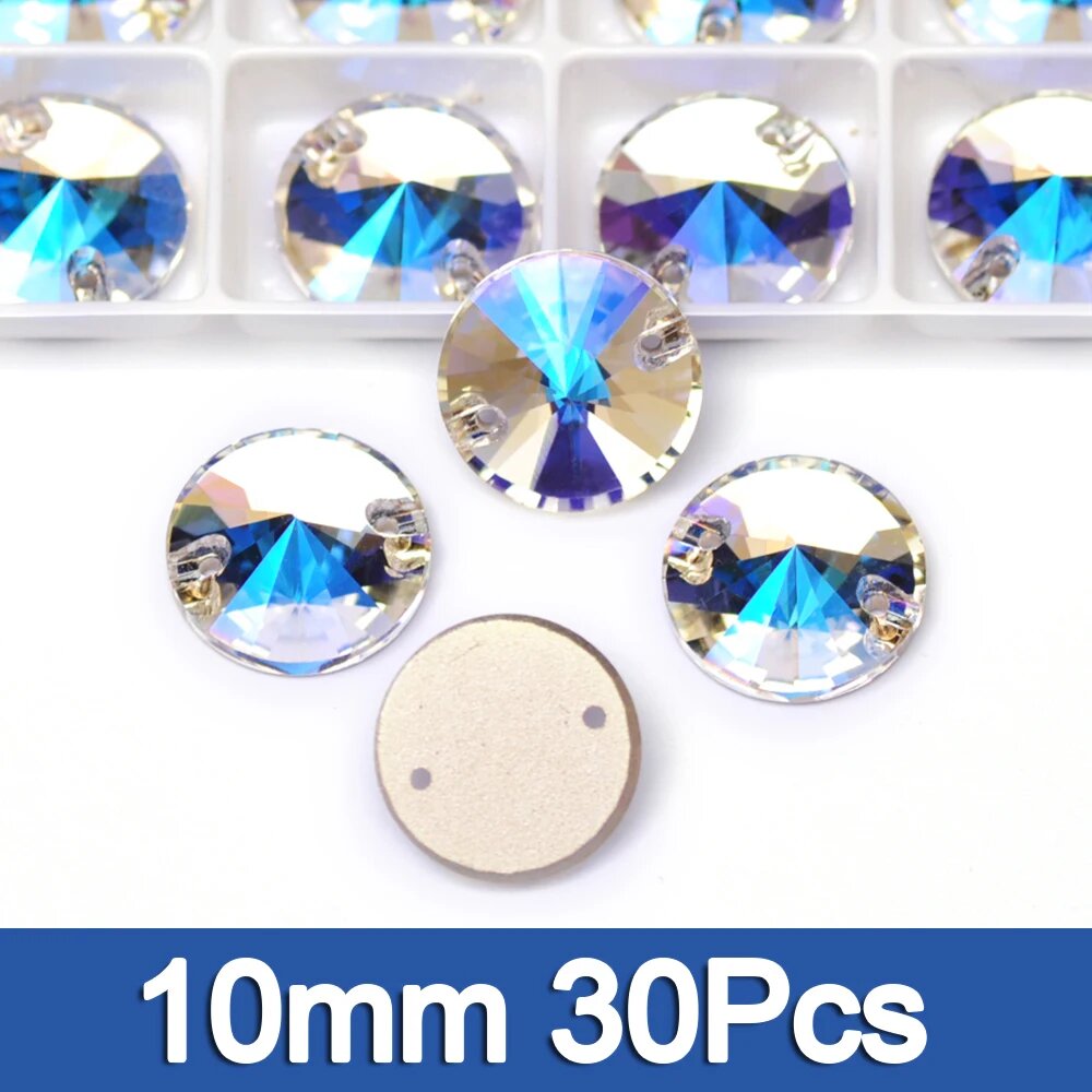 PUBRILEX Швейные кристаллы стразы Rivoli 10mm 30Pcs