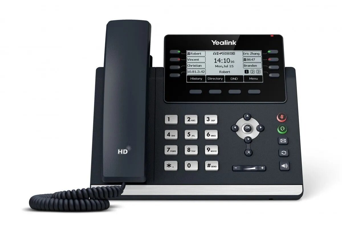 IP-телефон Yealink SIP-T43U, 12 аккаунтов, 2 порта USB, BLF, PoE, GigE, без блока питания