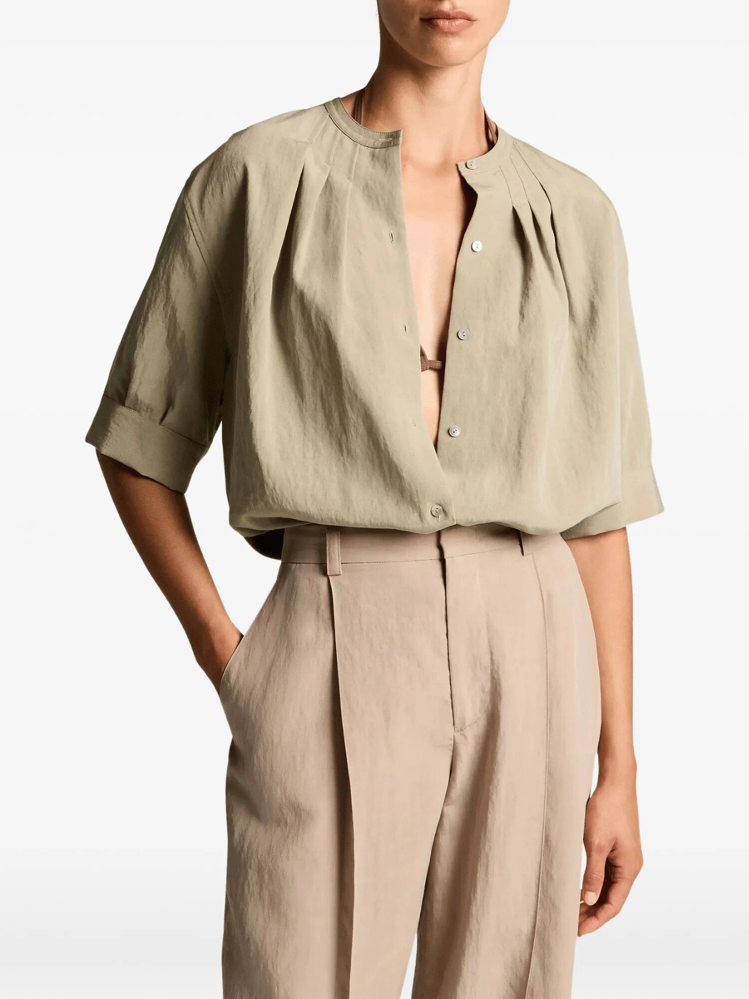 Блуза Pleated short-sleeve blouse
