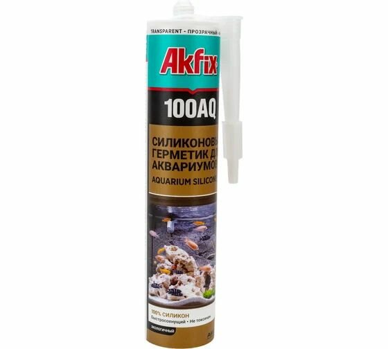 Аквариумный силиконовый герметик Akfix 100AQ прозрачный, 280 мл