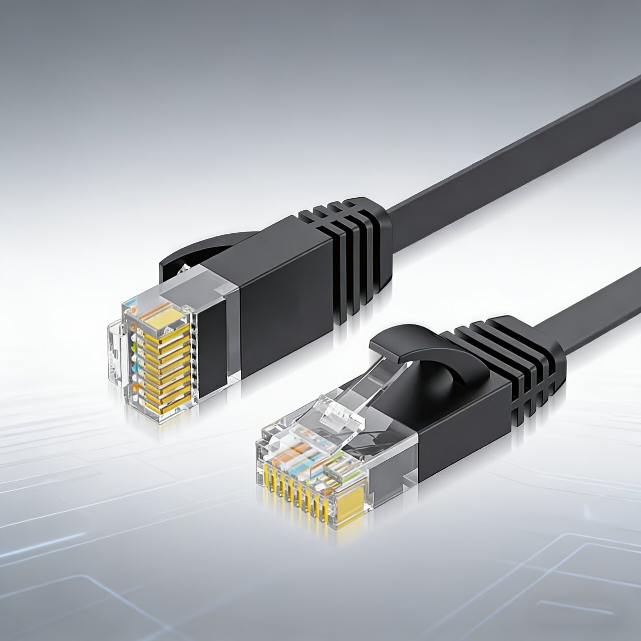 Сетевой кабель Cat 6 Ethernet, высокоскоростной RJ45, для внутреннего и наружного использования, тонкий черный компьютерный LAN-кабель