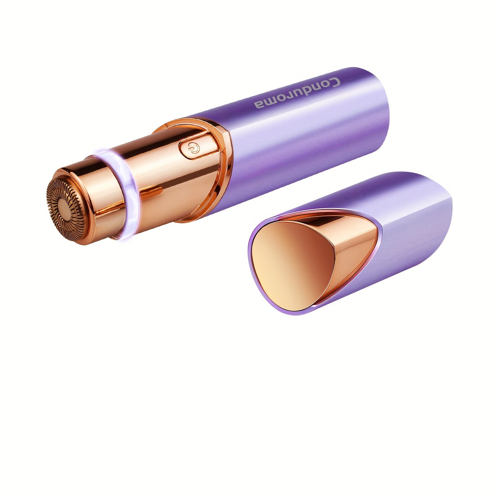 Электрический триммер для лица женский с зарядкой от USB и LED-подсветкой, лезвия из нержавеющей стали, для верхней губы и подбородка, фиолетовый