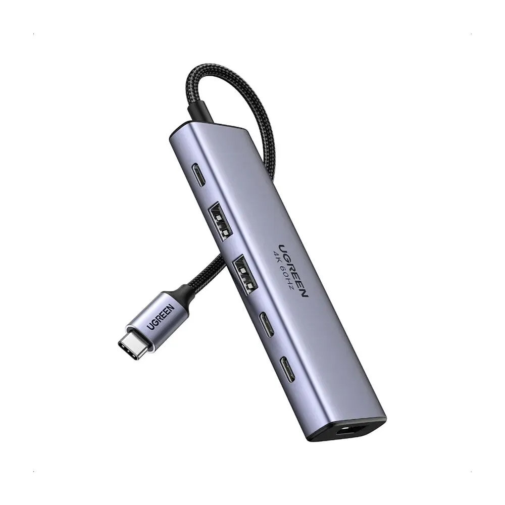 Док-станция/ Конвертер UGREEN CM511 35999 USB-C to HDMI+2*USB-A 3.2+2*USB 3.2 C+PD Power Converter. серый 35999_