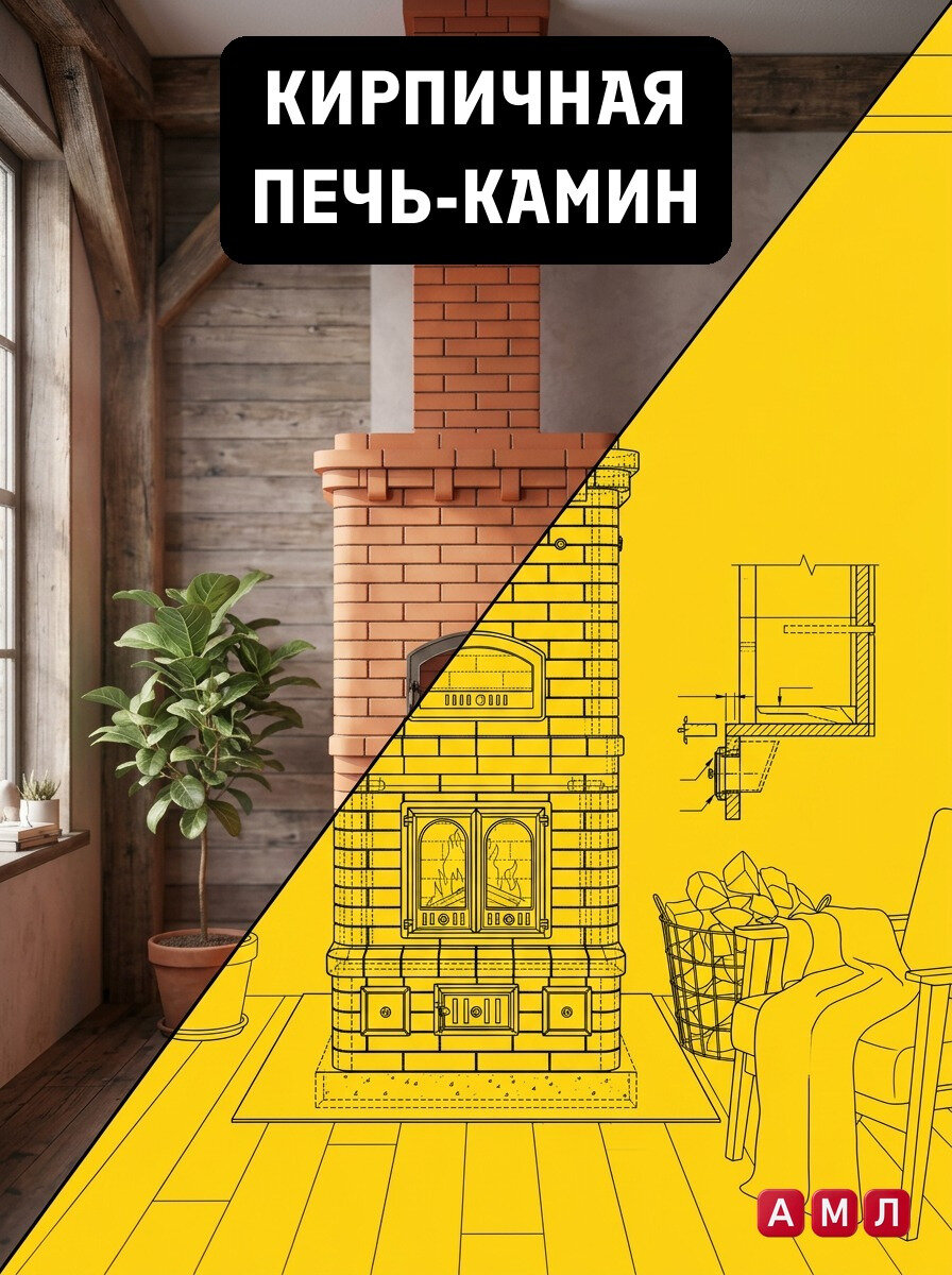 Проект чертеж Кирпичная печь-камин с духовкой для дома своими руками - порядовка, схема кладки, пошаговая и поэтапная схема сборки скачать и распечатать чертежи с размерами
