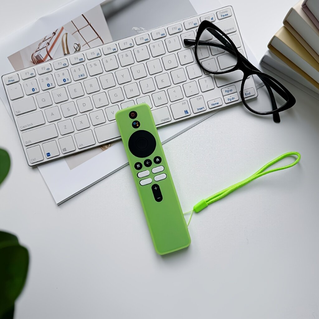 Чехол силиконовый для TV Stick и пульта, двойной ряд, противоскользящий, амортизирующий, с держателем для ремешка, светящийся зеленый