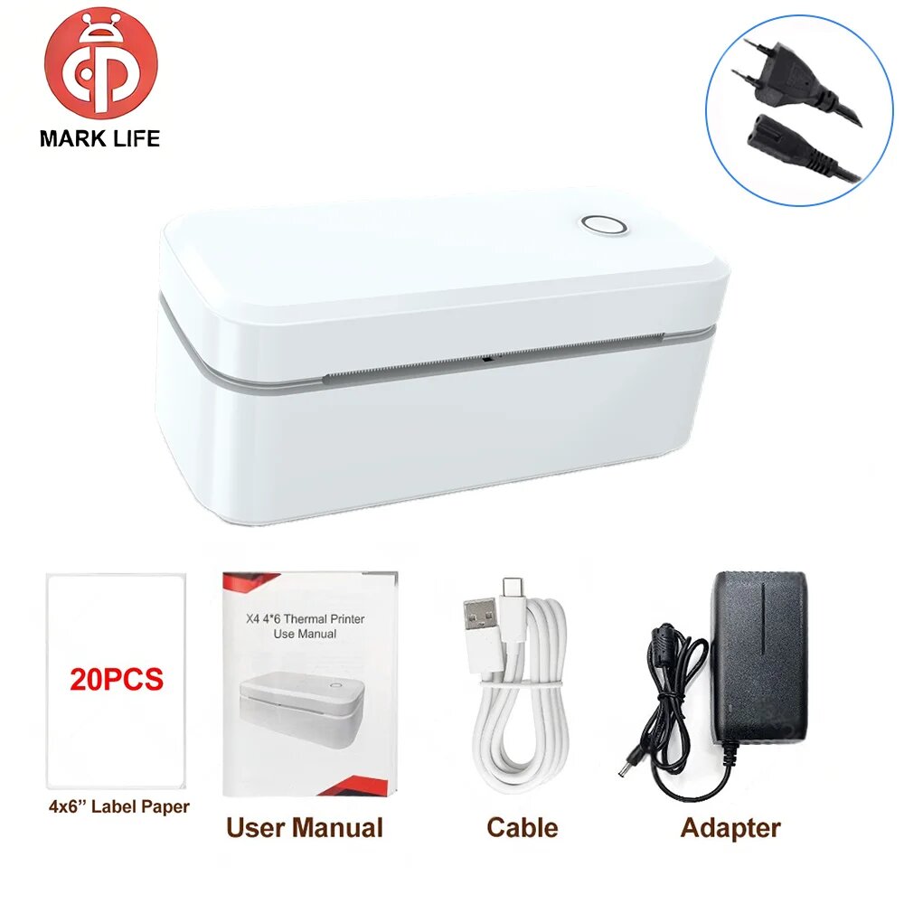 Marklife X4 Mini Термальный принтер этикеток X4 White EU