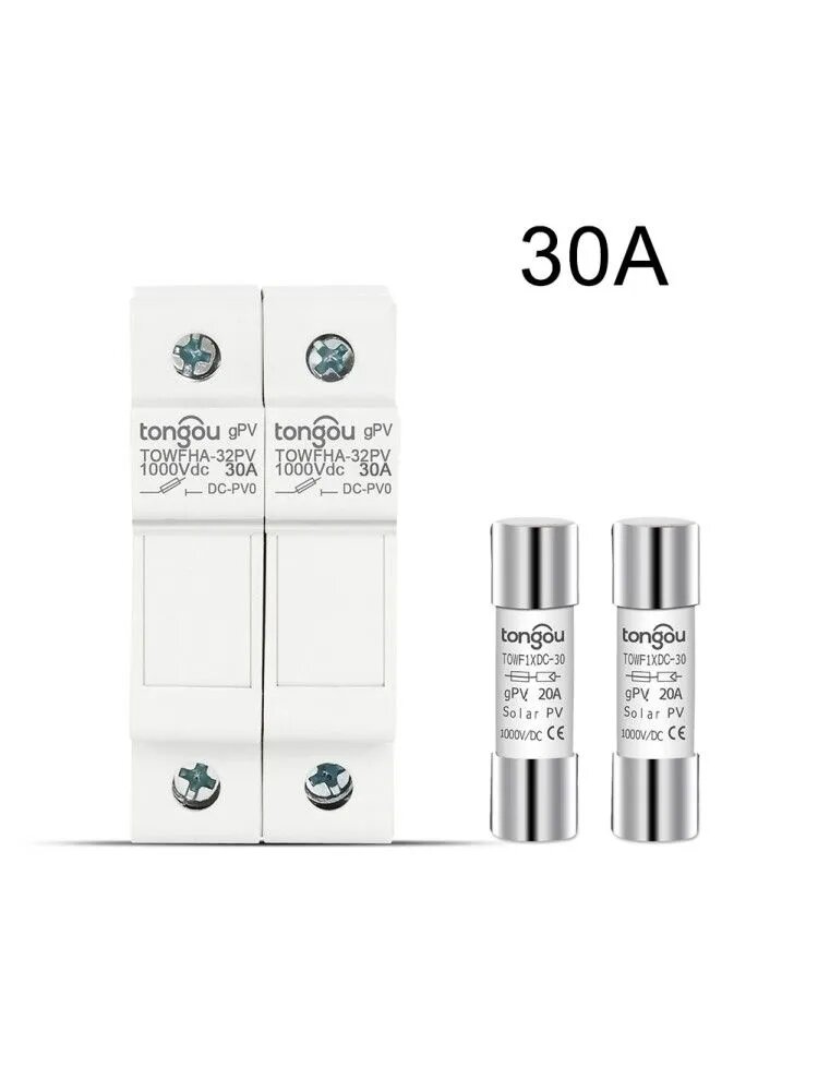 Держатель предохранителя Tongou TOWF-32PV, для генератора, 30A, 1000V, комплект 2 шт