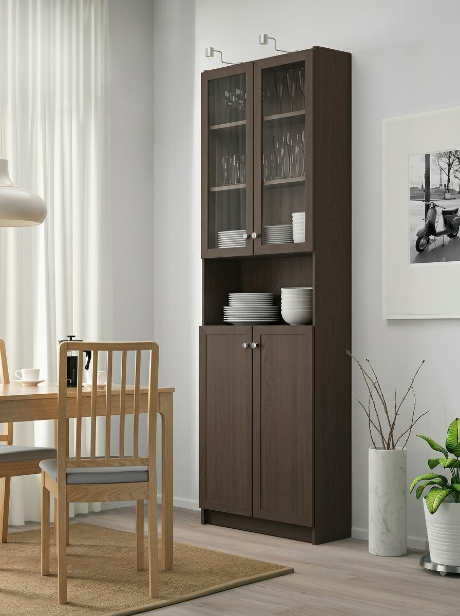 Шкаф книжный Билли 333 Венге Цаво 3354 FM 80x30x237 см, черный Фиеста