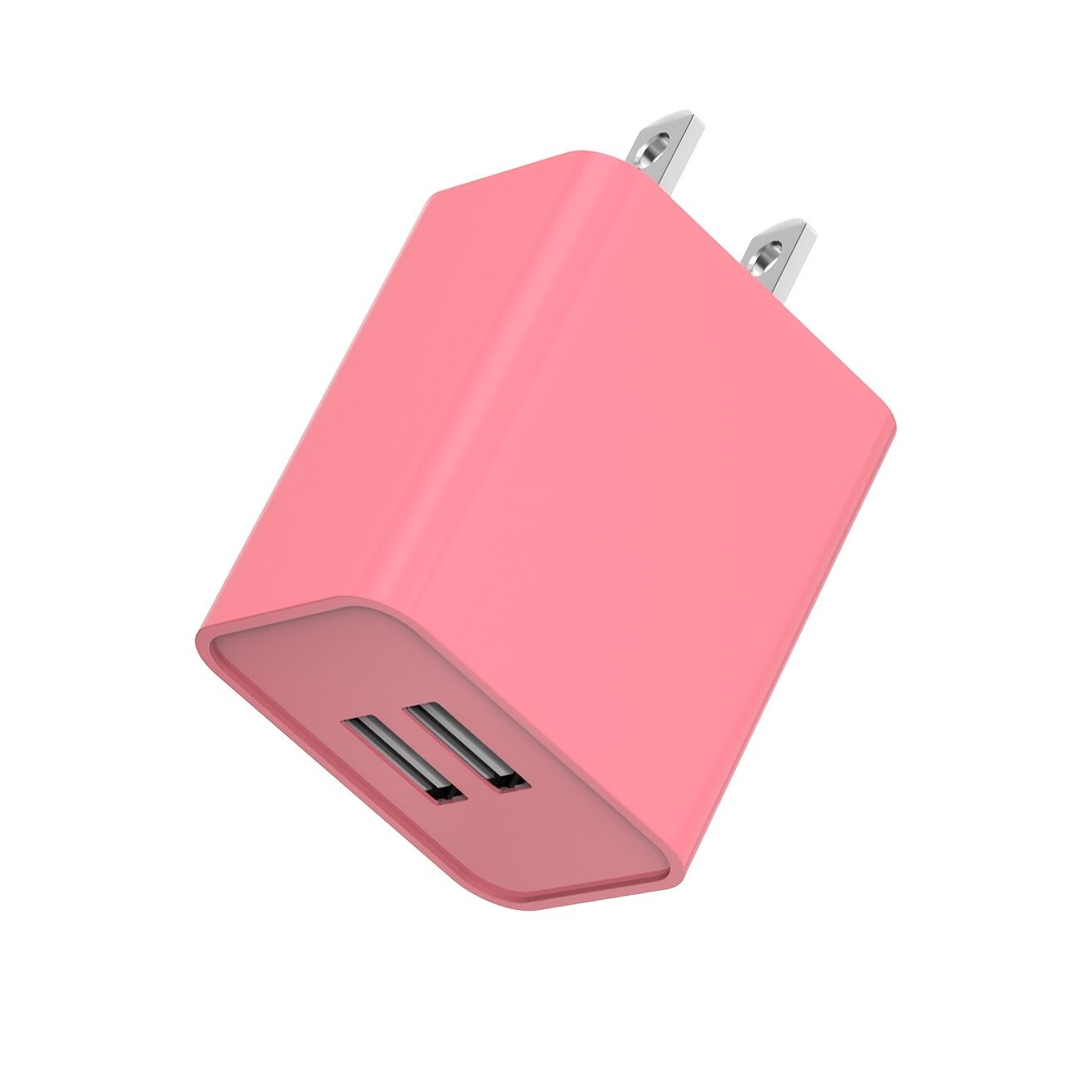 Зарядное устройство USB 2.1A с двумя портами, блок питания, кубическая форма, розовый