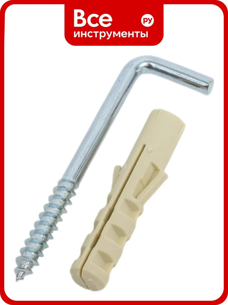 Шуруп-крюк (костыль) SORMAT 5x60, с дюбелем NAT 8, 4 шт. 9630290563