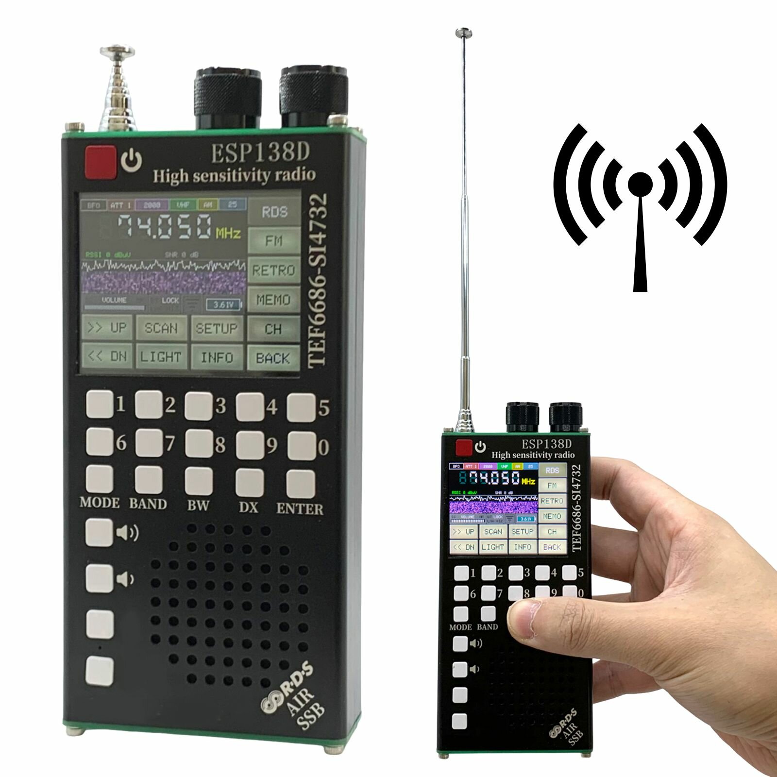 Портативный радиоприёмник: TEF6686+SI4732, FM/AM/SSB/авиа, Bluetooth 5.0, сенсорный экран