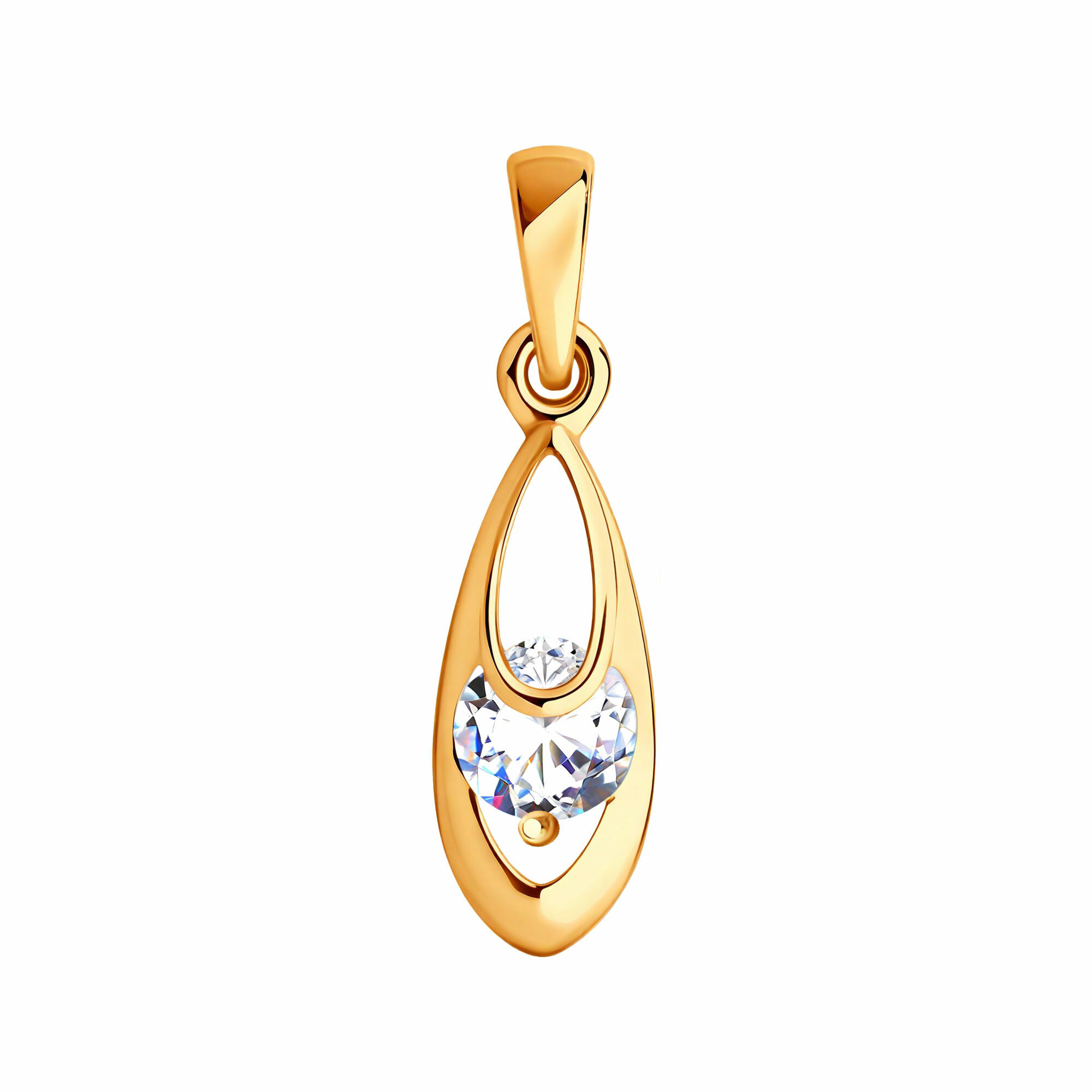 Подвеска Diamant online, красное золото, 585 проба, фианит