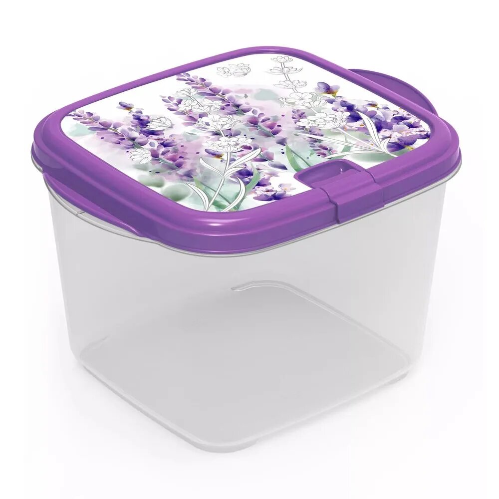 Контейнер для СВЧ 1,5л "Lavender" с клапаном, пластик, цветочный принт